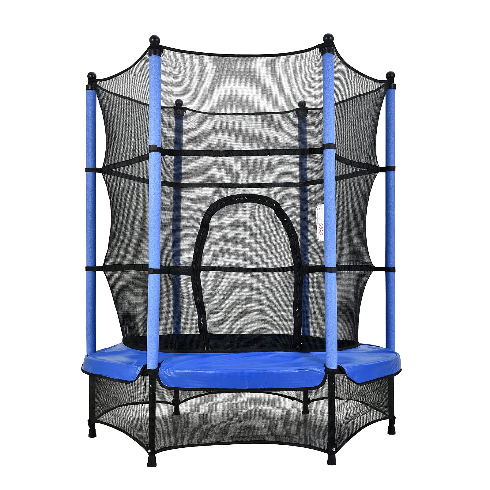 MengK FCH Kinder Trampolin Jumper 140 cm mit gepolsterten Stangen und Sicherheitsnetz, Blau