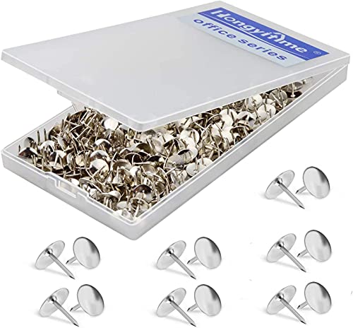 HongyiTime 400 PCS Push Pins,Thumb Tacks, Wall Tacks, Tacks, Push Pin,Thumbtack, Flat Push Pins, Thumbtacks Flat, Push Pins for Cork Board, Push Pins for Wall, Board Pins,Tacks and Push Pins (Silver)