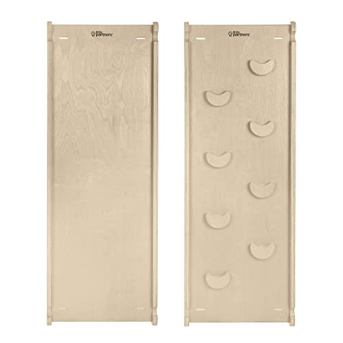 Little Partners Climbing Wood Kids Slide Ladder, 2-in-1 Climbing Ramp Slides for Kids Accessory for Learn 'N Climb Triangle with Secure Hooks, Hand and Foot Grips (Slide Only, Natural)