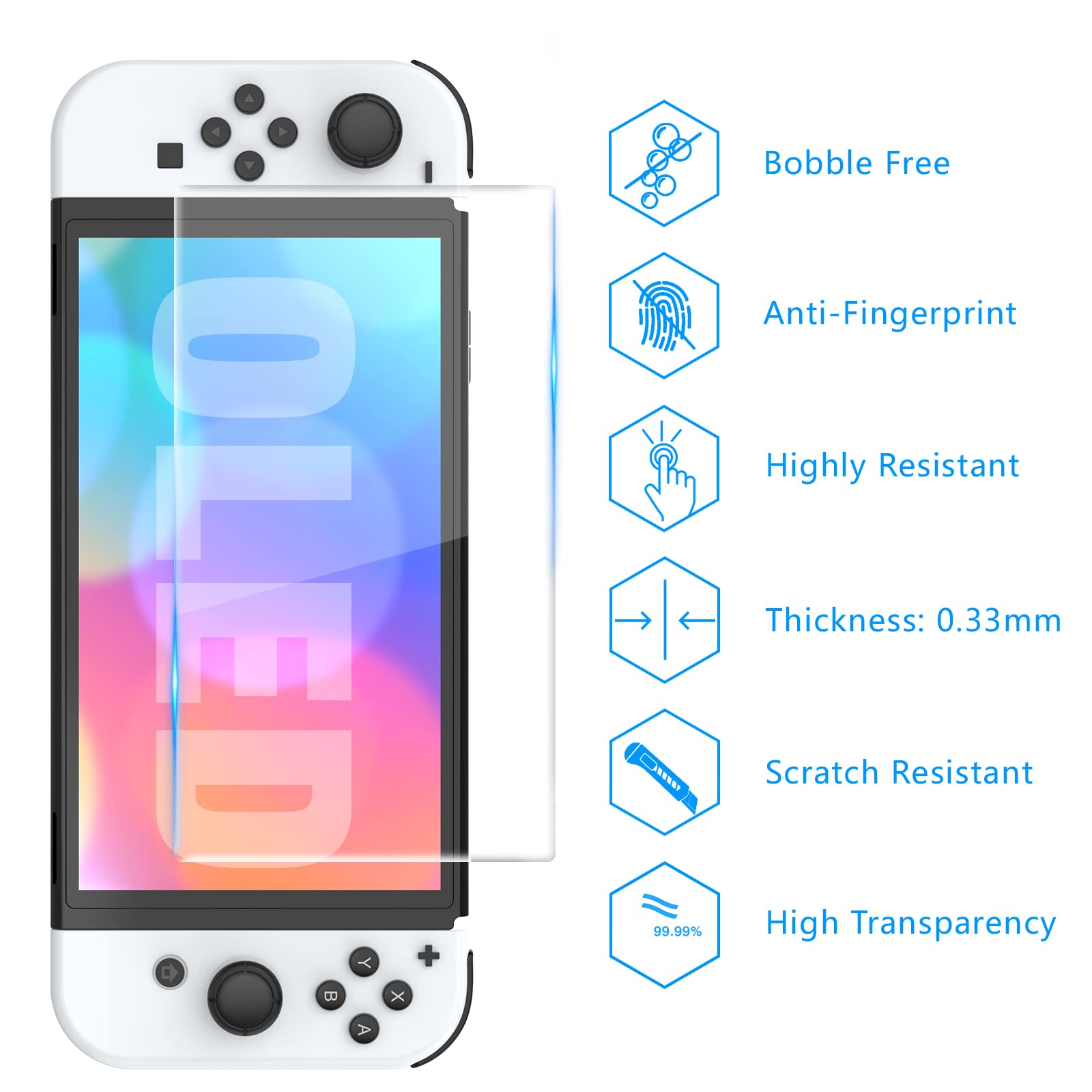 HEYSTOP Switch OLED Case Compatible with Nintendo Switch OLED Model, 9 in 1 Accessories for Switch OLED Model with Carrying Case, Dockable Protective Case, Screen Protector and Thumb Grip Caps, Black
