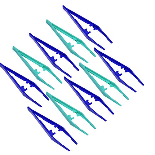 Hapy Shop 20 Pieces Plastic Tweezer Beads Tweezers for DIY Art Craft,Blue and Green