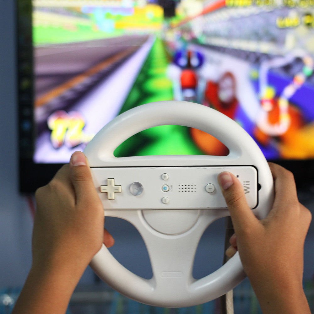 Generic White Mario Kart Steering Wheel for Nintendo Wii set of 2