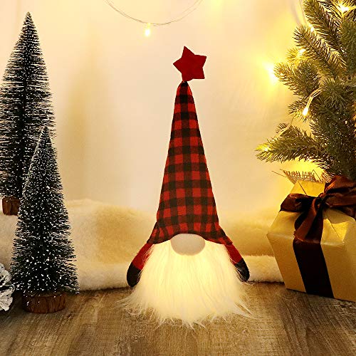 HAUMENLY Christmas Gnome Lights, Gnomes Christmas Decorations 6 Hours Timer, Christmas Gnome Decor Home Party Decoration - 11x4 Inches, Pack of 2