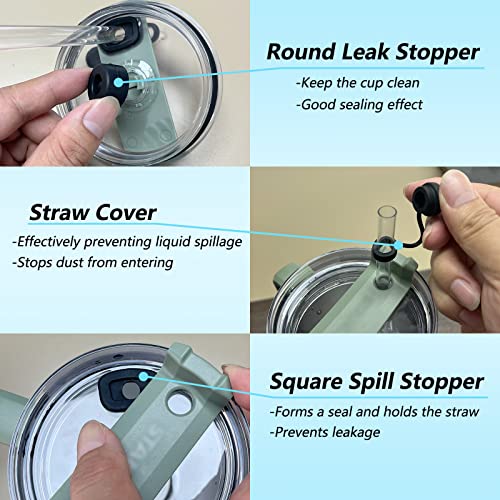 Silicone Spill Proof Stopper Set,Compatible with Stanley 30&40 Oz Tumbler 1.0,6 pack Stanley Cup Accessories, Spill Stopper for Stanley Cups Accessories (Black 6Pack)