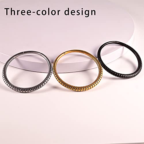 Maxbott 2 PCS Stainless Steel Retro Circle Ear Hanger Weights for Stretched Ears Gauges Plugs Body Piercing Jewelry (6G (4mm), Gold)