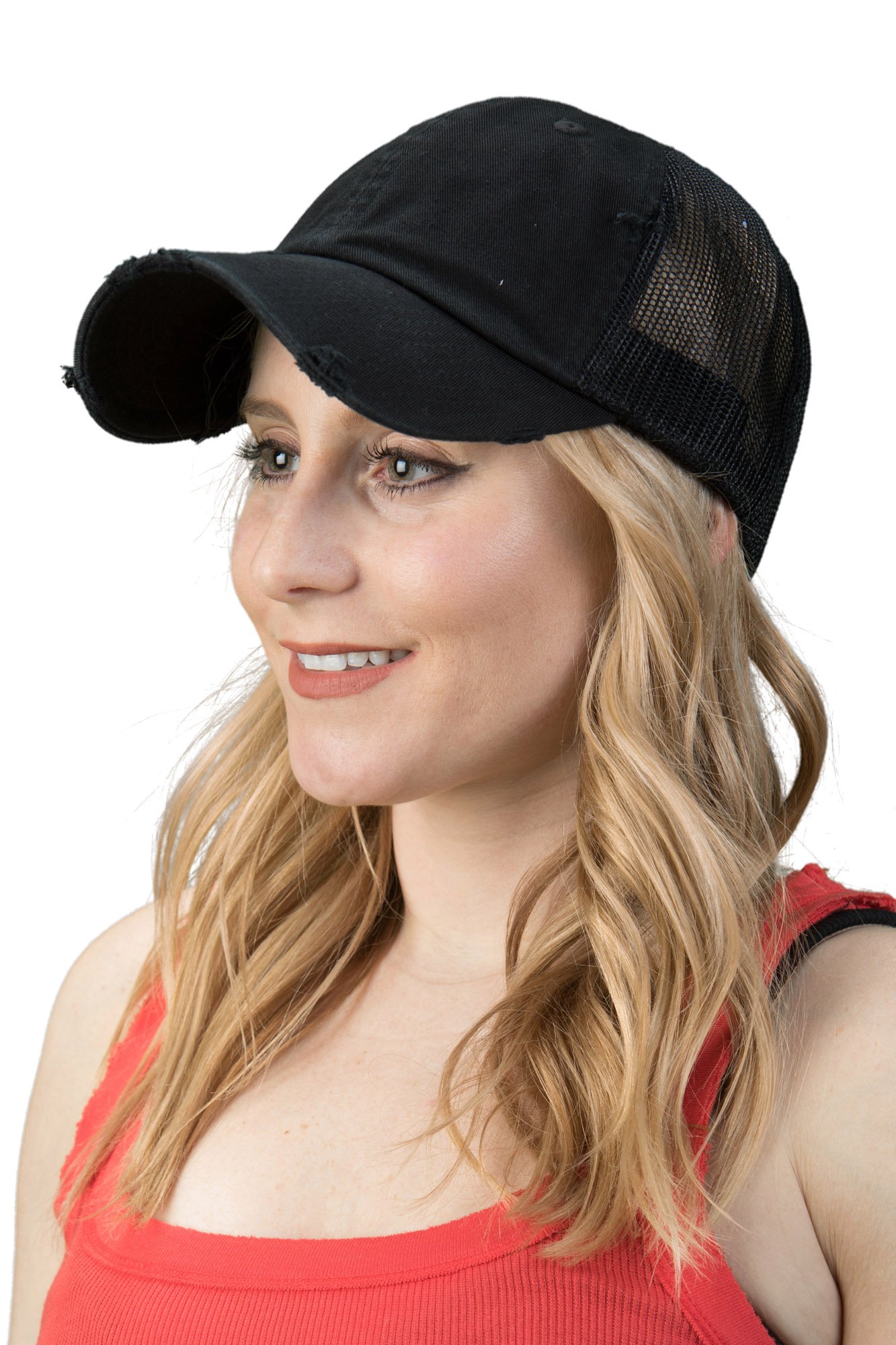 Funky Junque Distressed Trucker Dad Hat - Black