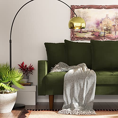 SILKIR 3-Person Sofa Couch for Living Room | Perfect for: Apartment/Studio/Office & Small Space | Velvet Fabric | Fast and Easy Assembly | (Olive Green) Modern Contemporary Mid-Century