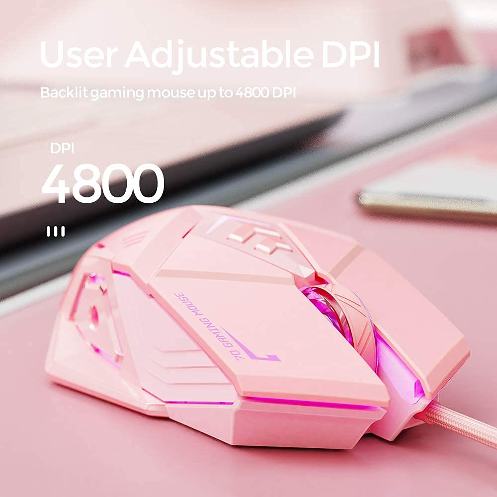 INPHIC Wired RGB Gaming Mouse, High Performance USB Ergonomic Computer Mouse, 12 Programmable Buttons, 5000 DPI Optical, Chroma LED Backlight, Adjustable Weight MMO Gamer Mice for PC Desktop