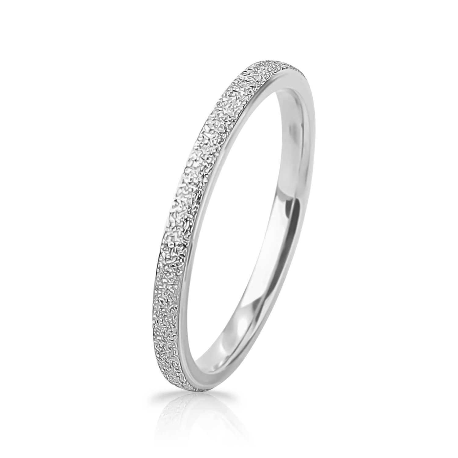 HX SHARE Gold Rings for Women Frosted Stainless Steel Women's Statement Rings 2mm Women's Stacking Rings Size 6 to 9(Not Turnable)
