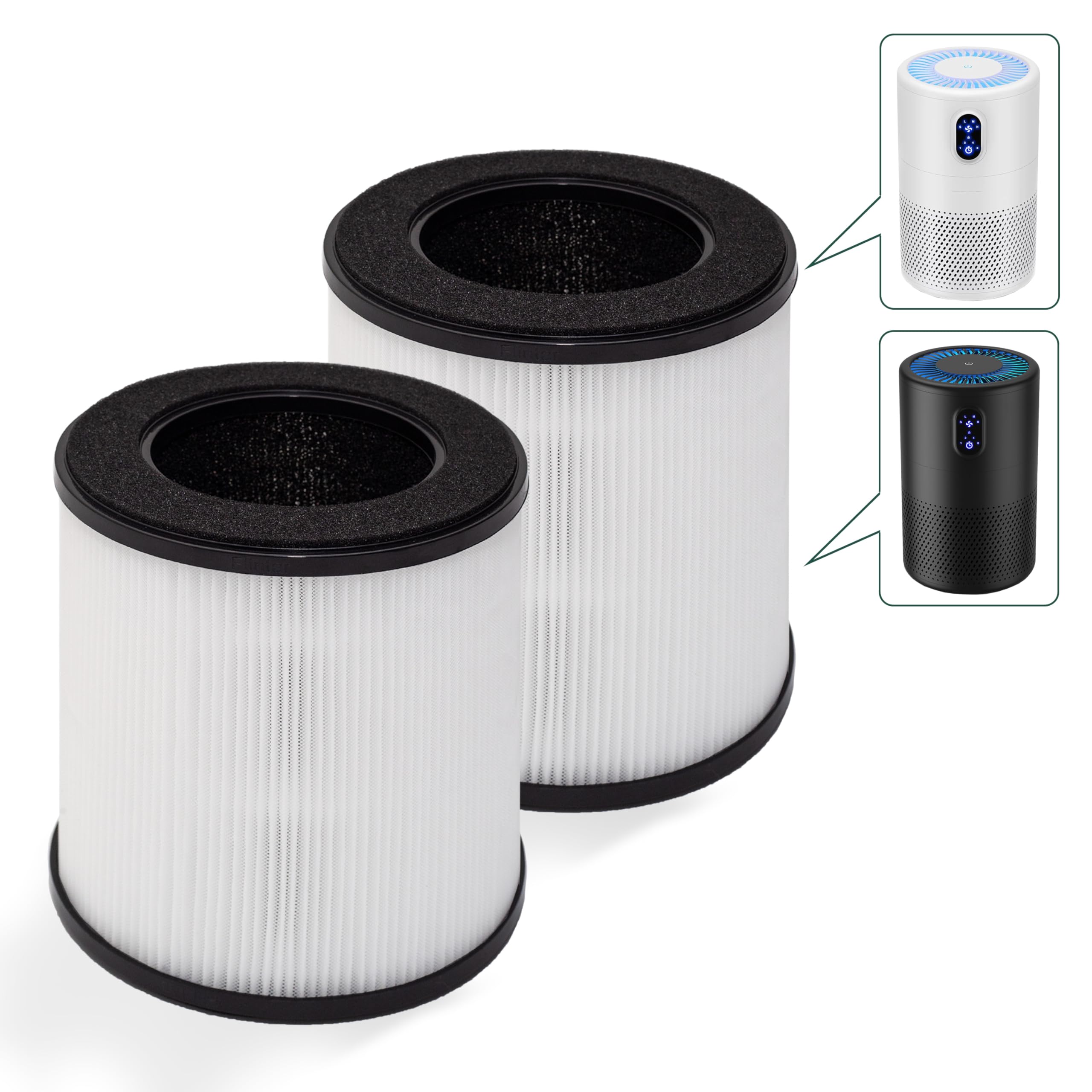 Lhari B-D02L H13 True HEPA Filter Replacement, Compatible with MOOKA B-D02L and KOIOS B-D02L Air Purifier & VEWIOR B-D02U Air Purifier, 3-in-1 H13 True HEPA Filter Set, 2-Pack