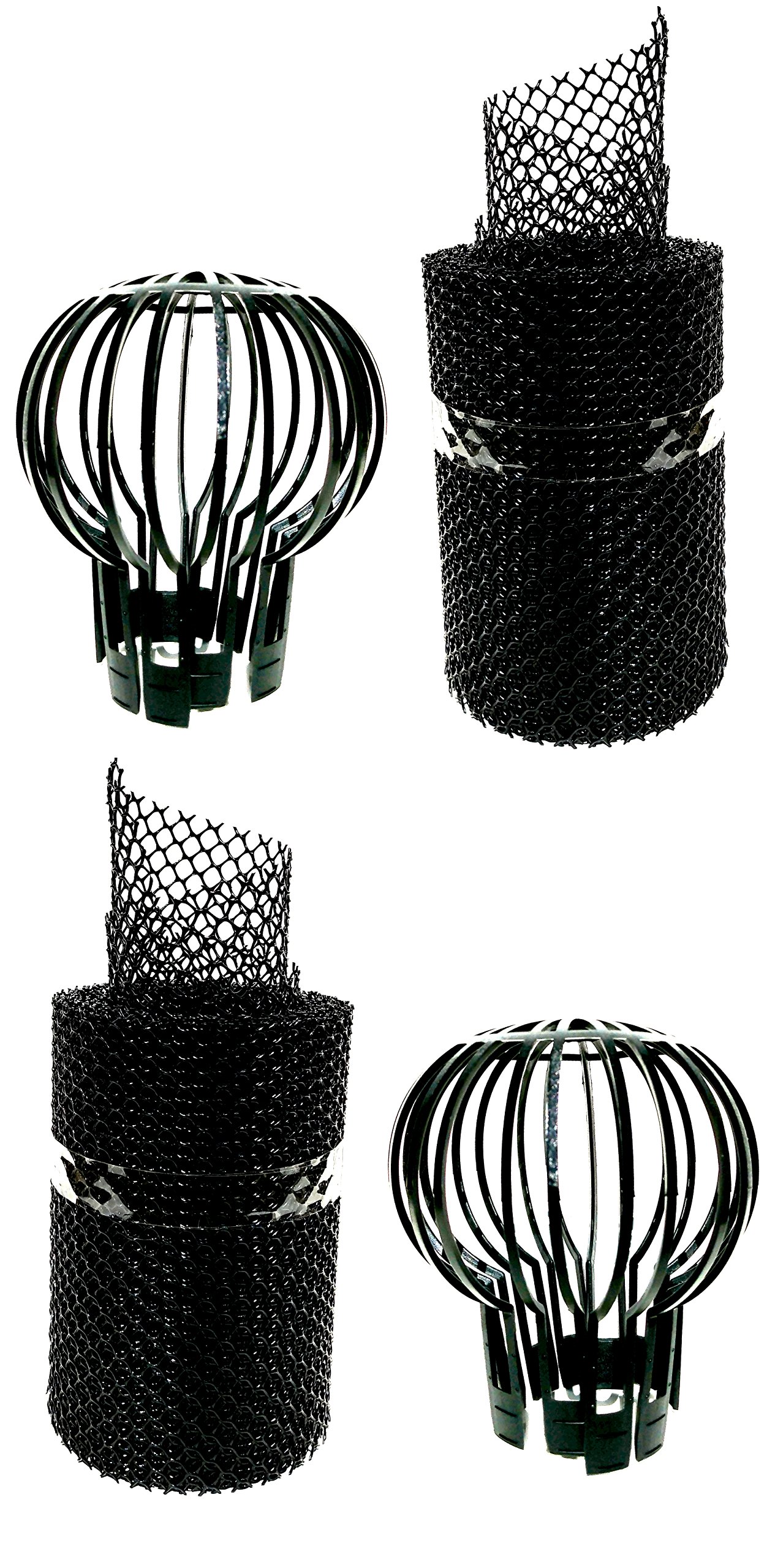 Gutter Guard Mesh Rolls With Drain Spout Balloons - Fits Most Gutters 5" to 6" & Downspouts - Stops Blockage Leaves, Debris (2)