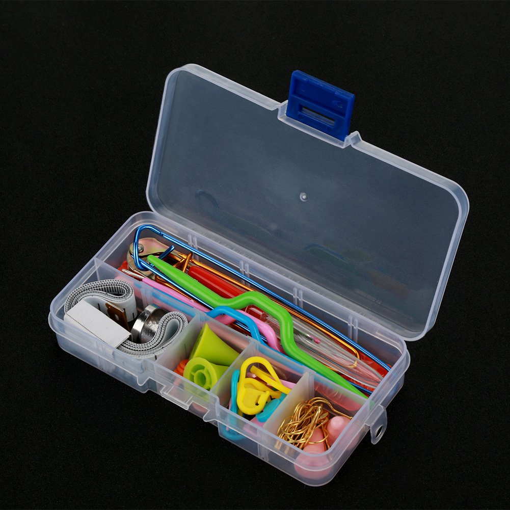 HEEPDD 56Pcs Crochet Knitting Needles Kits Sewing Knitting Tools Crochet Hook Metal Tweezers Scissor Thimble Kit for DIY Sewing Hand Making
