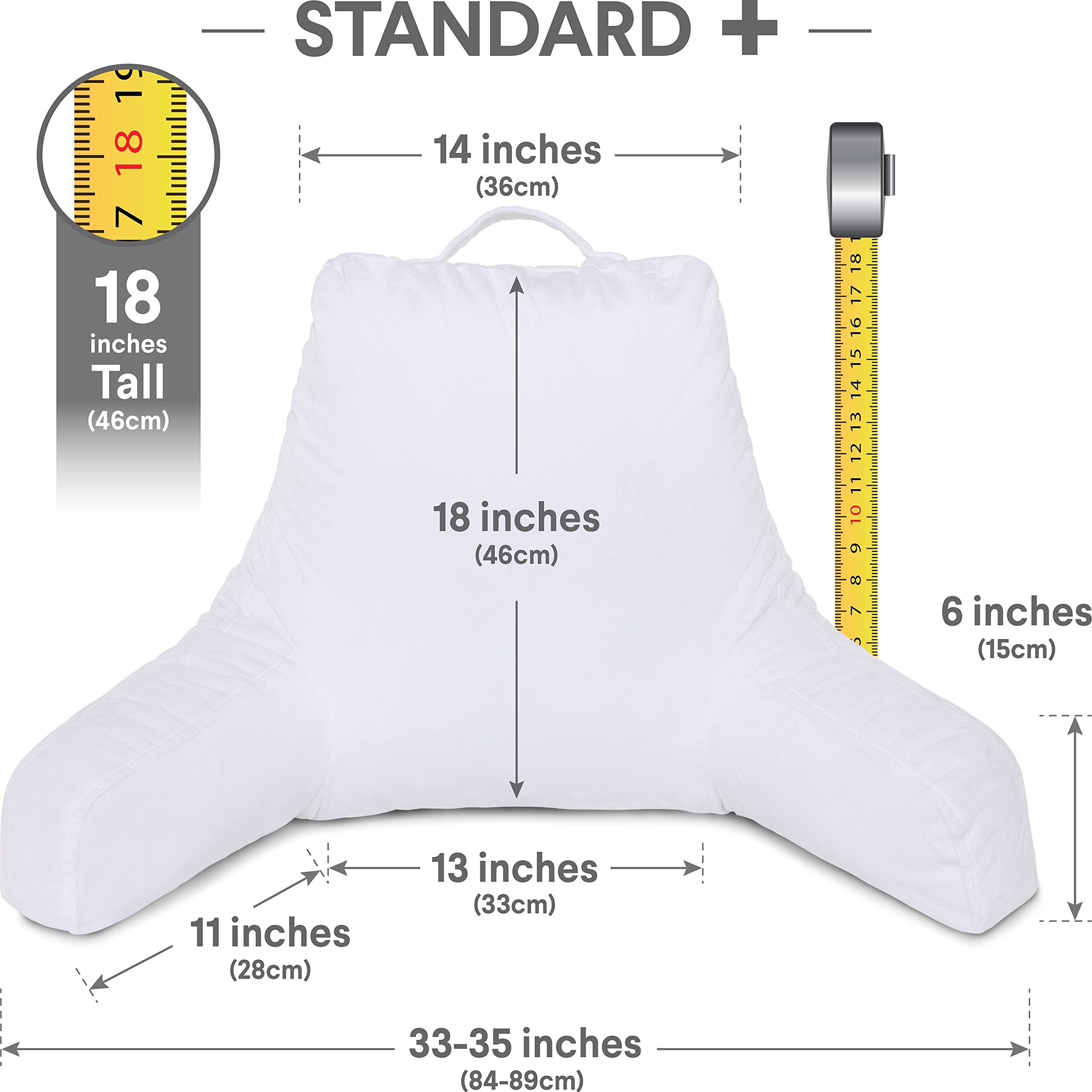 Husband Pillow Combo - Backrest Pillow with Arms : Standard White & Lap Desk Bed Tray : Pink - Memory Foam Reading Pillows for Bed & Laptop Bed Tray Table