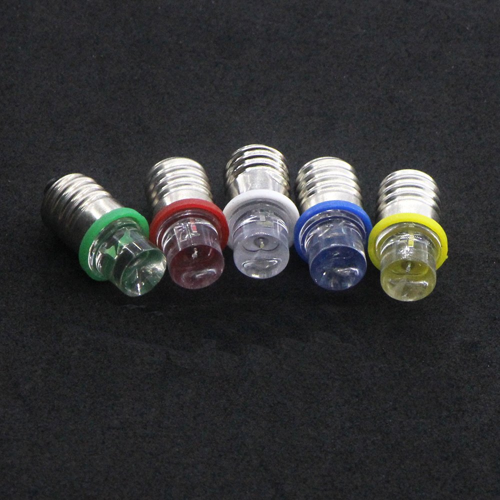 GutReise 10pcs E10 Screw 9V Cold White Flood Light Led Bulb Flood Light Lamps +10pcs E10 Base (9V, Cold White)