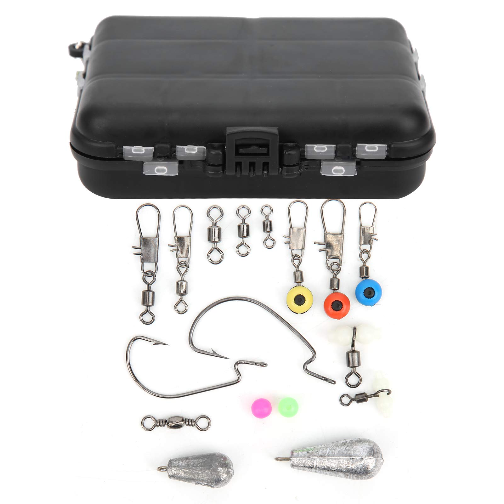 KOSDFOGE Multifunctional Fishing Accessories Kit, Portable Plastic Fishing Bait Set with Tackle Box Including Hooks, Swivel Joint, Snap, and Other Tools