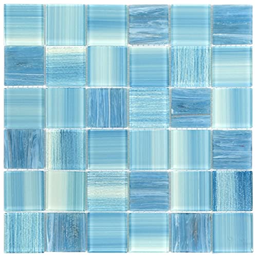 Ivy Hill Tile Jayla Ocean 4 in. x 0.24 Polished Glass Floor and Wall Mosaic Sample
