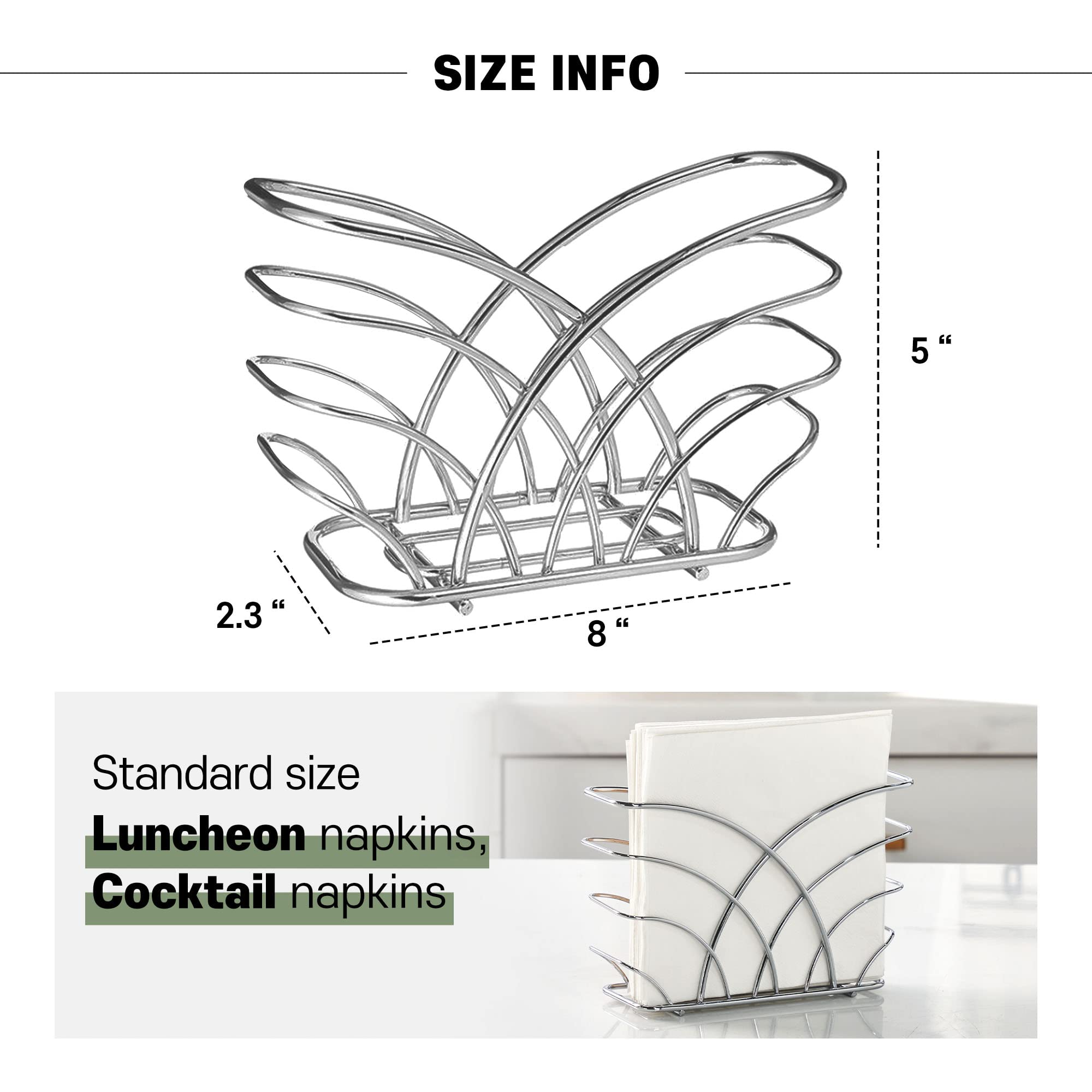 LEVIMETREE Silver Napkin Holder for Table - Stainless Steel Napkin Holders for Kitchen, Napkin Holders for Paper Napkins, Modern Serviette Holder Tissue Dispenser, porta servilletas de mesa