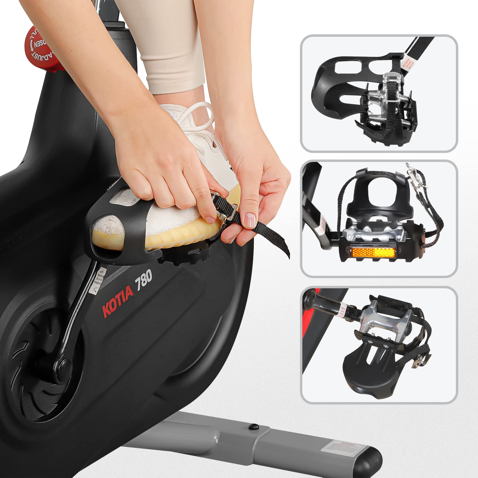 kotia Exercise Bike Magnetic Resistance Spin Stationary Bikes 330lbs Capacity Excersize Bikes with Thick Wide Seat for Home Gym Workout (GHN 780)