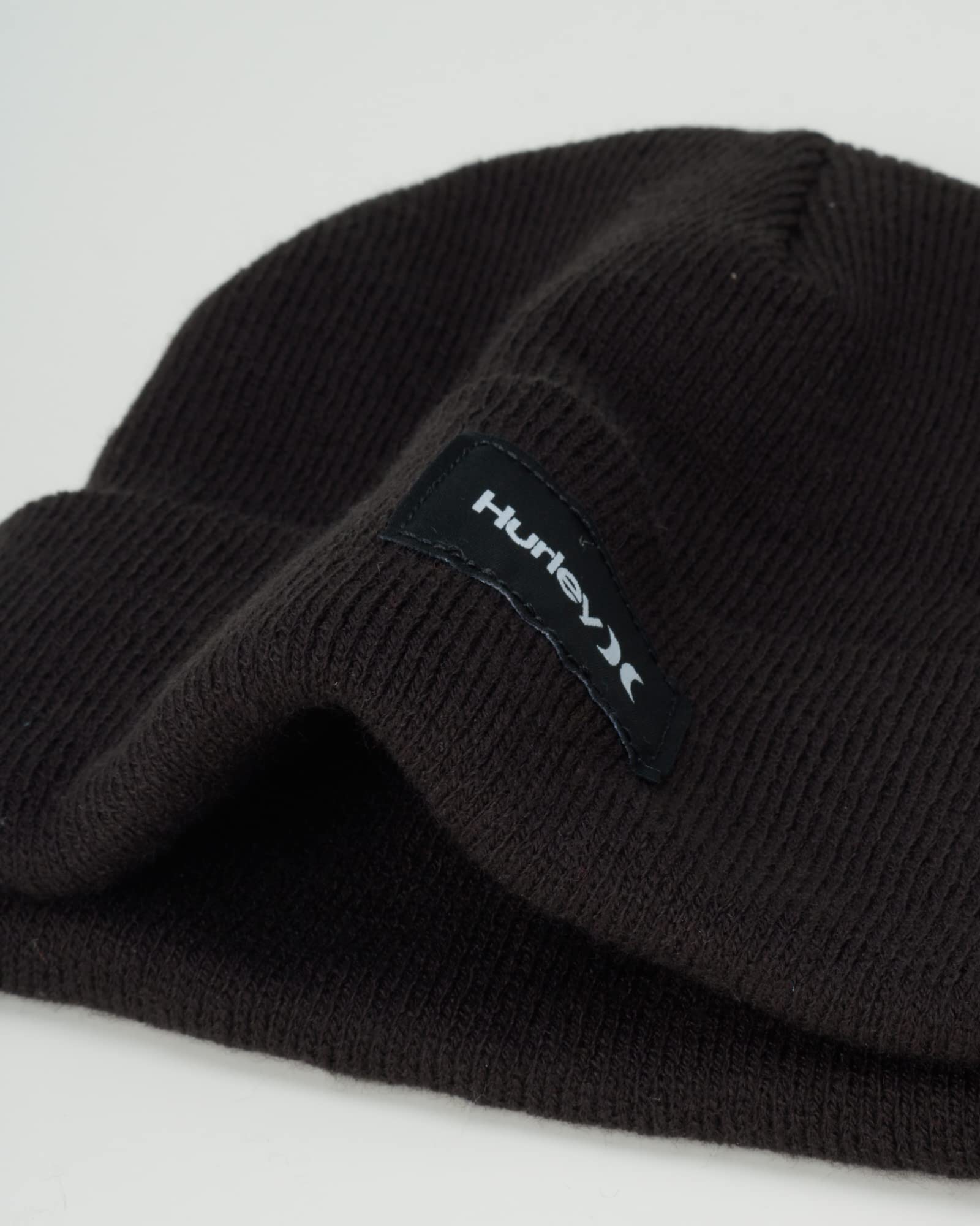 Hurley Men's Winter Hat - Seaward Patch Cuffed Beanie, Size One Size, Black