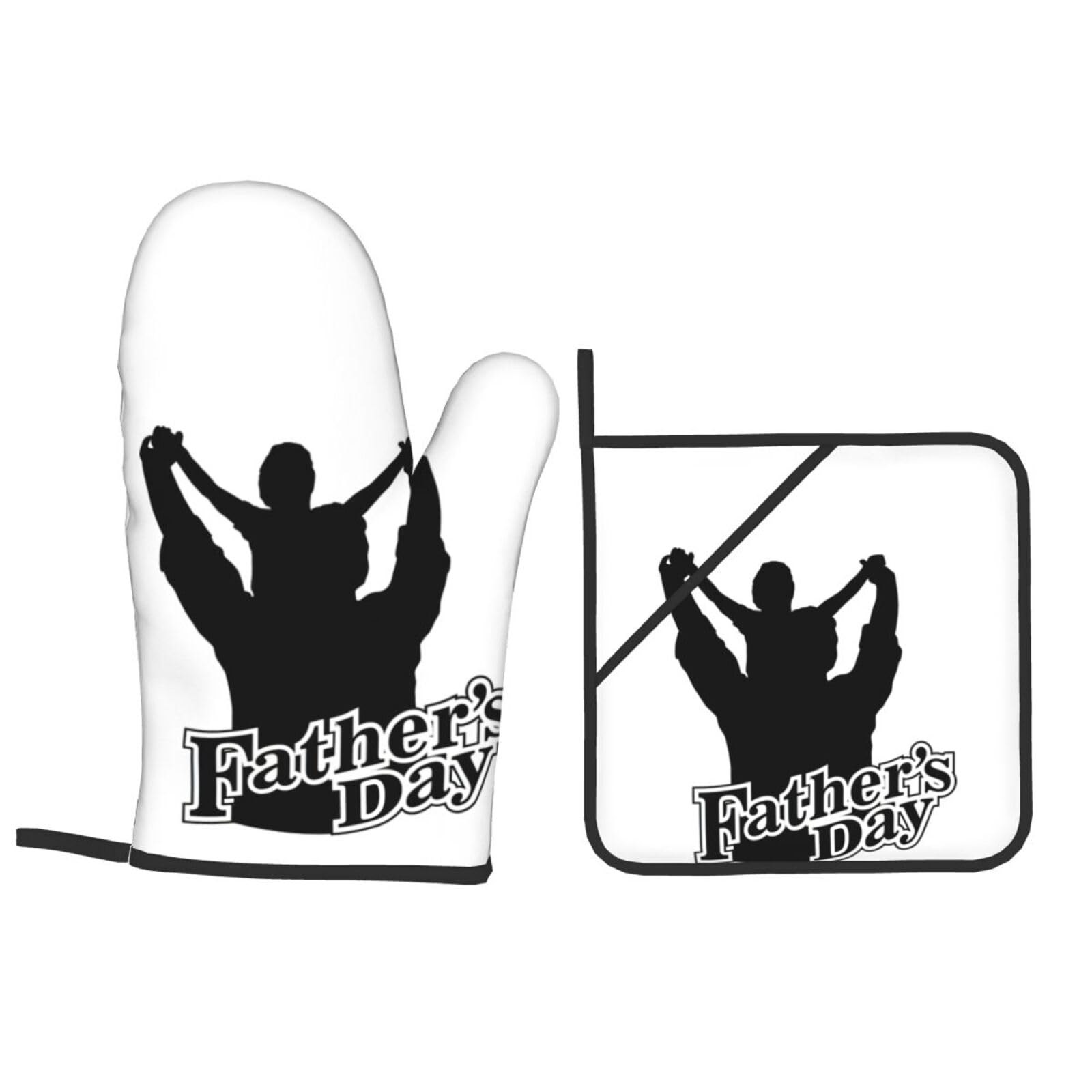 Happy Dad Father Day Kitchen Baking 4-Piece Setâ€“Heat Resistant Oven Mitts and Pot Holders Kitchen Hot Pads