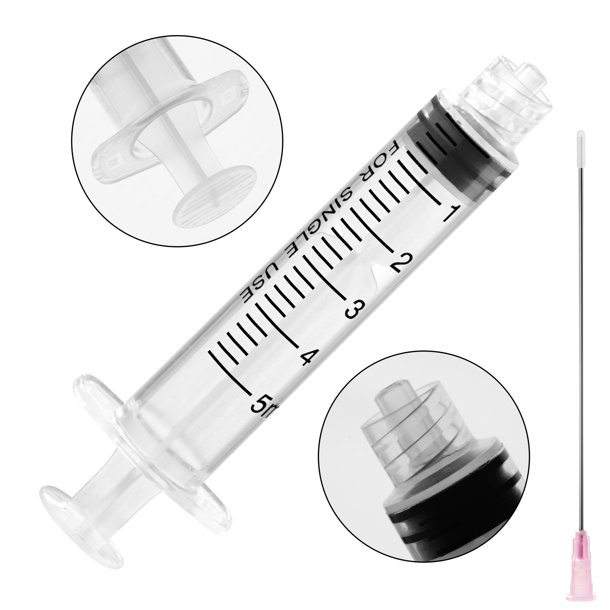 otwooi Syringes with 18 Ga Blunt Tip Needle, for Precision Liquid Handling and Refilling - 5ml 10ml 20ml 30ml Syringe Blunt Needles, Ideal for Liquids, Adhesives, and Oils(5ml, 5pcs)