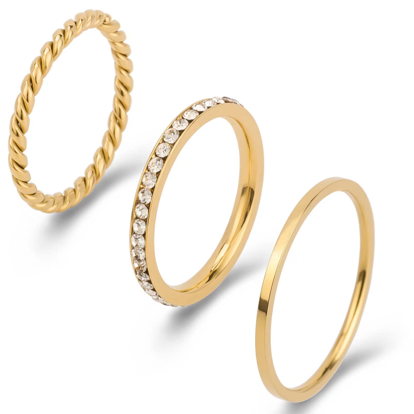 Joacii 18K Gold Plated Rings Toe Rings Stackable Rings for Women Rings Set Comfort Fit Size 9