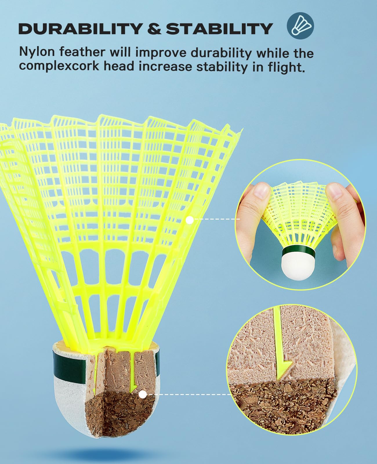 HIRALIY 24 Pack Nylon Badminton Shuttlecocks Birdies, Baseball/Softball Batting Training High Speed Badminton Balls with Stable & Durable, Ideal Hitting Practice for Youth Players Indoor and Outdoor