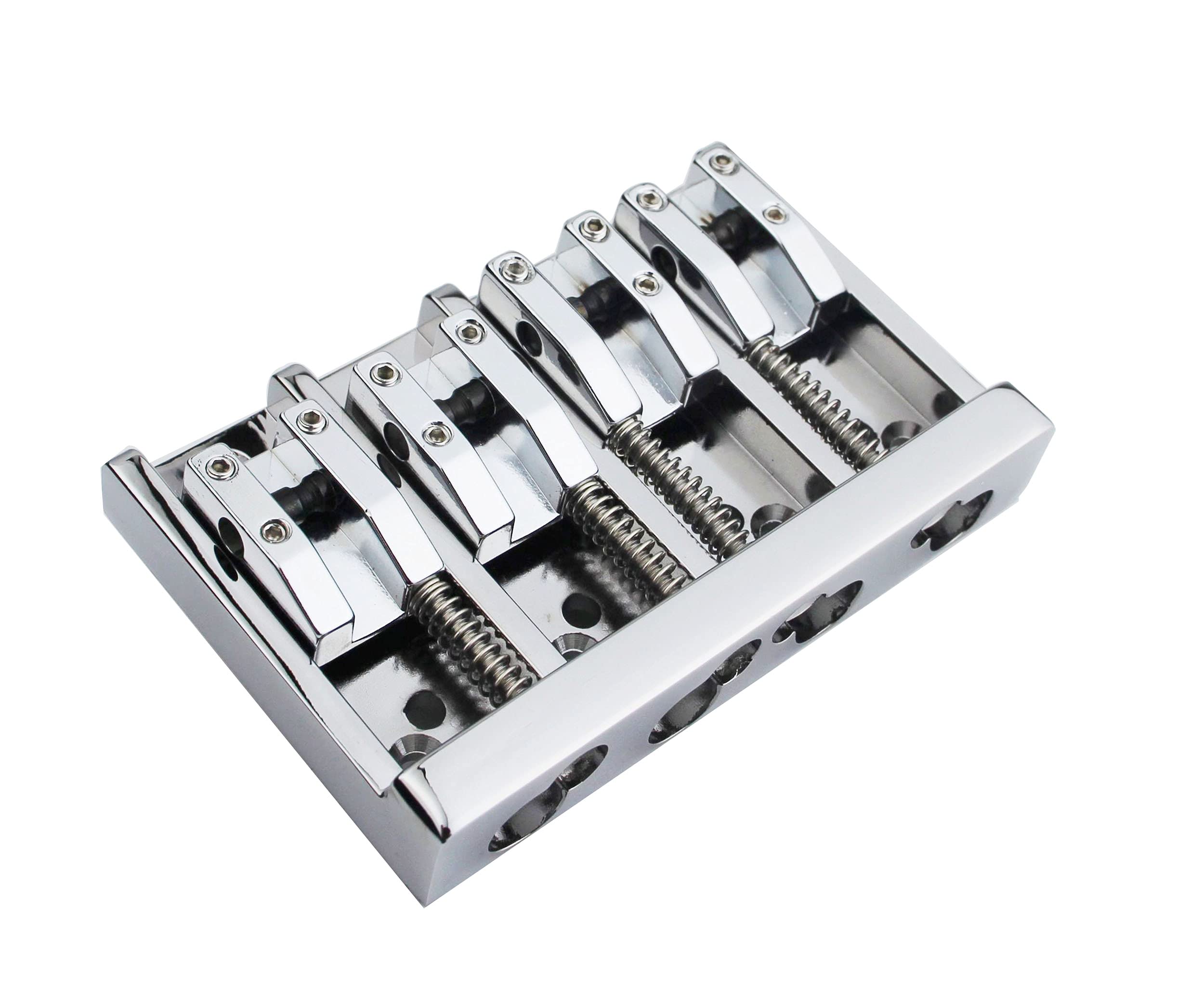 Guyker Guitar Bass Bridge - 4-String A-Style Bass Bridge .656" .687" .718" .750" .787".687" String Spacing Adjustment, Chrome