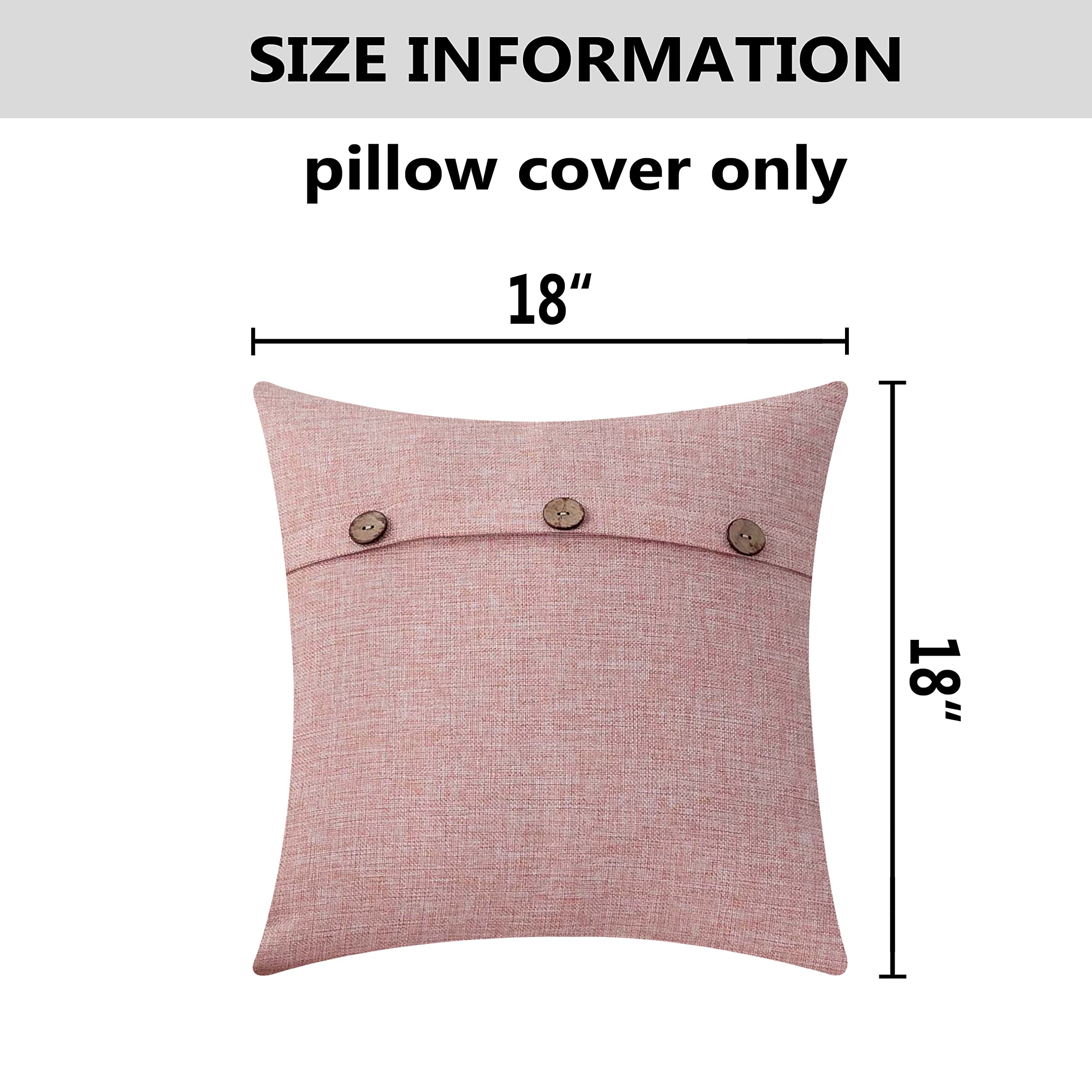 Home Brilliant Decorative Throw Pillow Covers 18 x 18 Farmhouse Rustic Button Lined Linen Throw Pillows for Couch, Set of 2, 18x18 inch(45x45cm), Light Grey