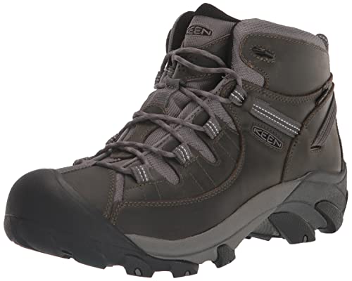 KEEN Men's Targhee 2 Mid Height Waterproof Hiking Boots, Steel Grey/Magnet, 12