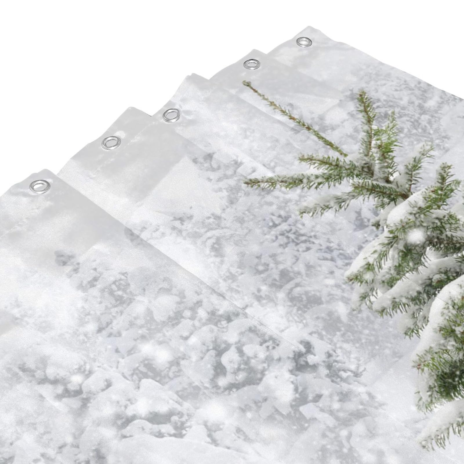 GOOESING Christmas Tree Shower Curtain Winter Forest Pine Tree Snowflake Snowfall Natural Scene Bathroom Shower Curtains for Bathtub Decoration with Hooks 60x72 Inch