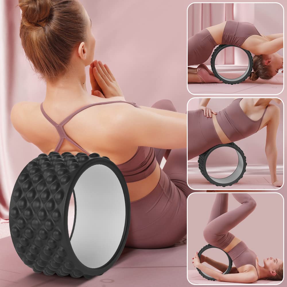 Kipika Foam Roller with Peanut Massage Ball, Yoga Wheel, Back Roller for Back Pain Relie, Muscle Treatment and Back Cracking, 12" Height 7" Width