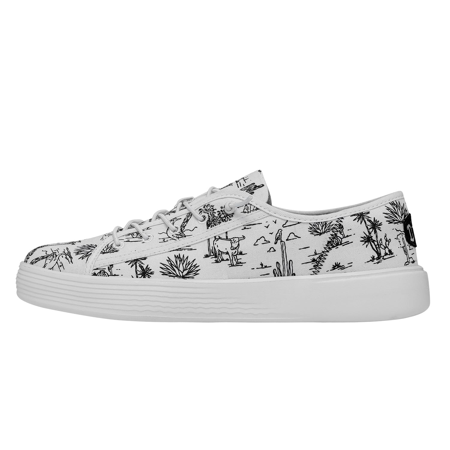 Hey Dude Cody Desert White/Black Men's 10 & Women's 12 | Unisex Sneakers | Unisex Slip On Shoes | Comfortable & Light-Weight