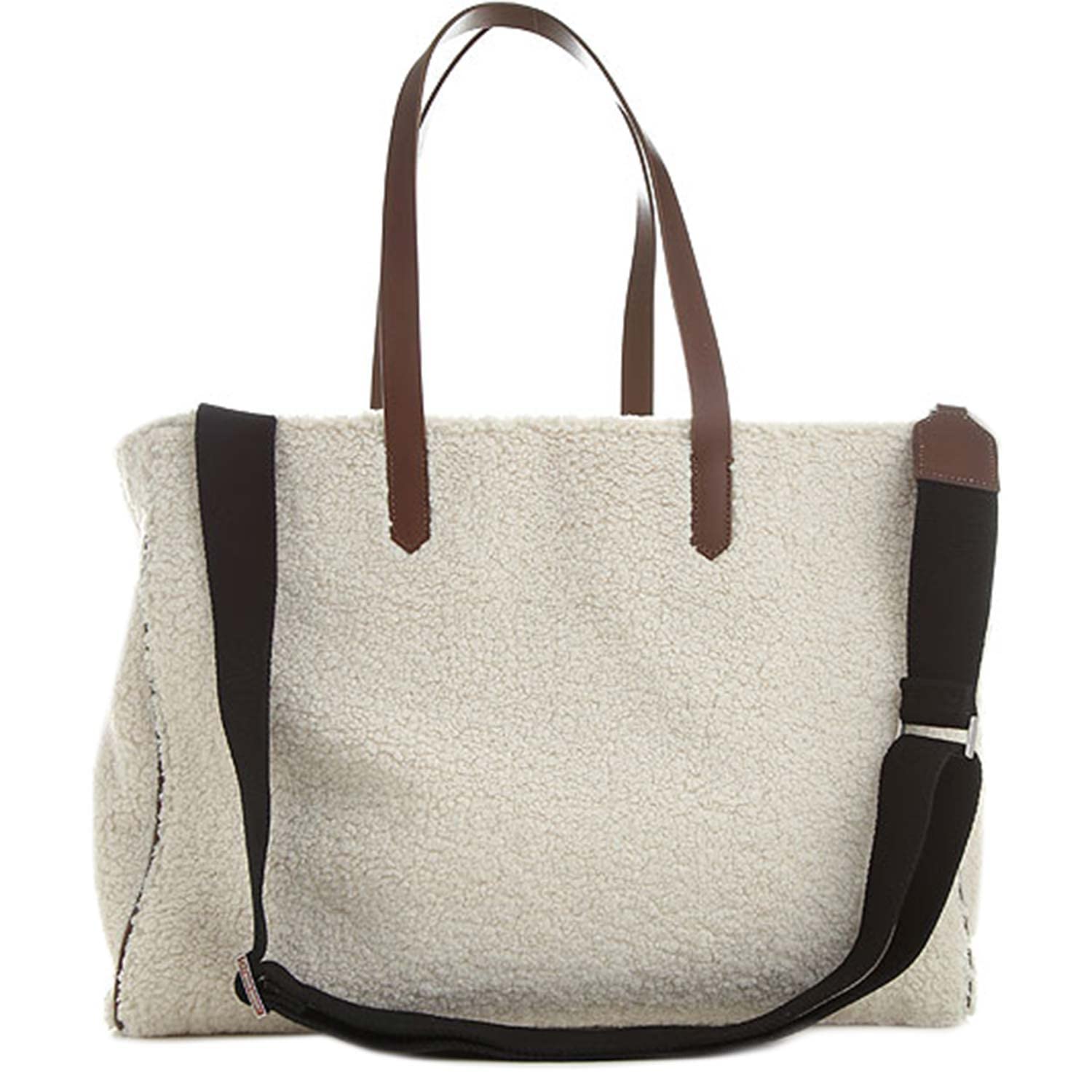 Golden Goose California Bag E-W Golden Eco Fur Body With Patches Leather Handle Womens Bag