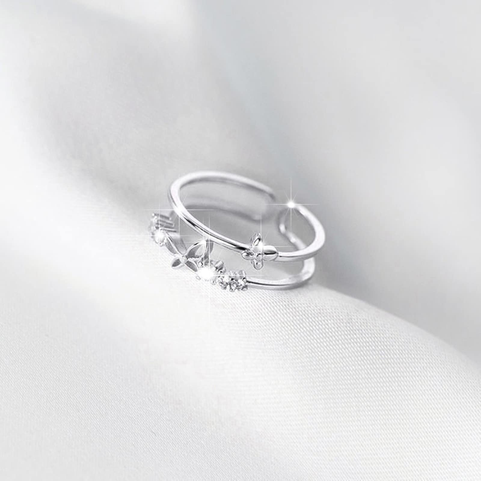 JPOQW To My Daughter Butterfly Ring Rhinestone Minimalist Anxiety Gift For Her Back School (Silver, One Size) 12 grams