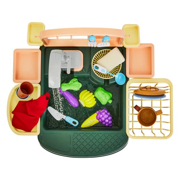 Hey! Play! Play Kitchen Set for Kids โ Functional Sink Water Toy with Automatic Cycling System โ Dishwashing Playset with Fun Accessories
