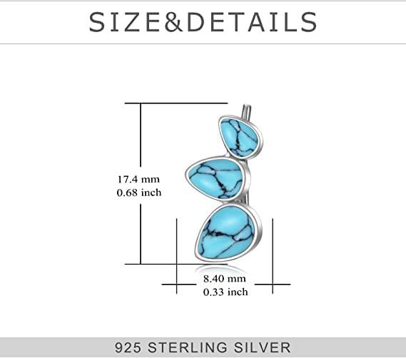 KQF Turquoise Earrings Sterling Silver Turquoise Jewelry Ear Crawler Climber Earrings for Women