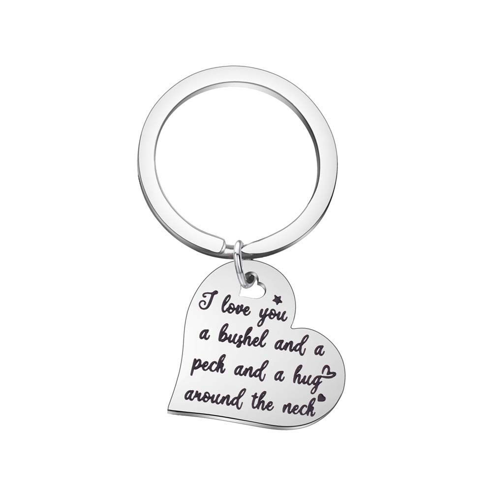 Heart-shaped Pendant Keychain I love you a bushel and a peck Gifts for Women Girls (KEYCHAIN)