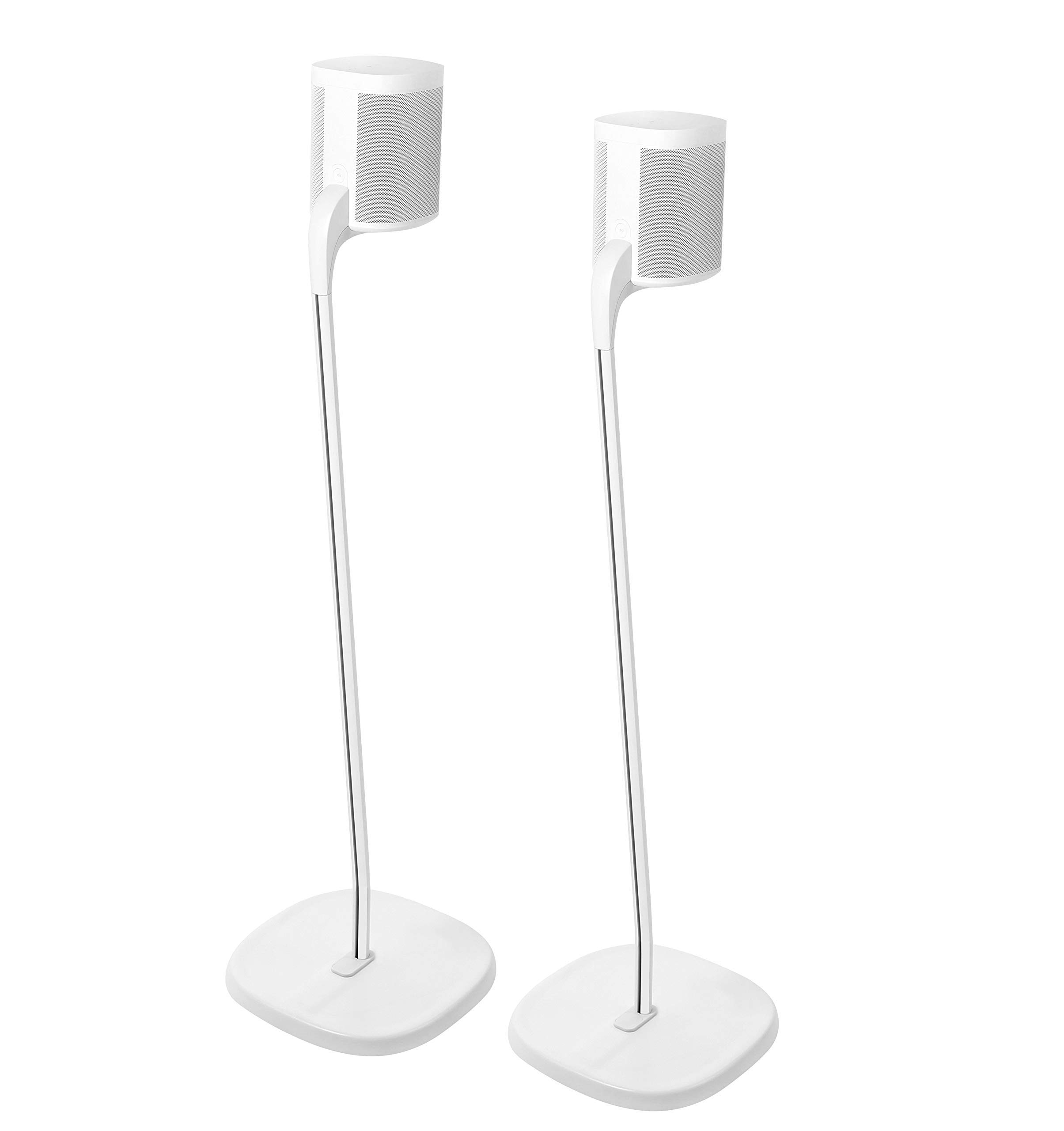 GT STUDIO Sonos Speaker Stands for Sonos One, One SL, Play:1, Play:3, Premium Design Improves Surround Sound, Heavy Base, Complete Cord Concealment - (Pair, Black)