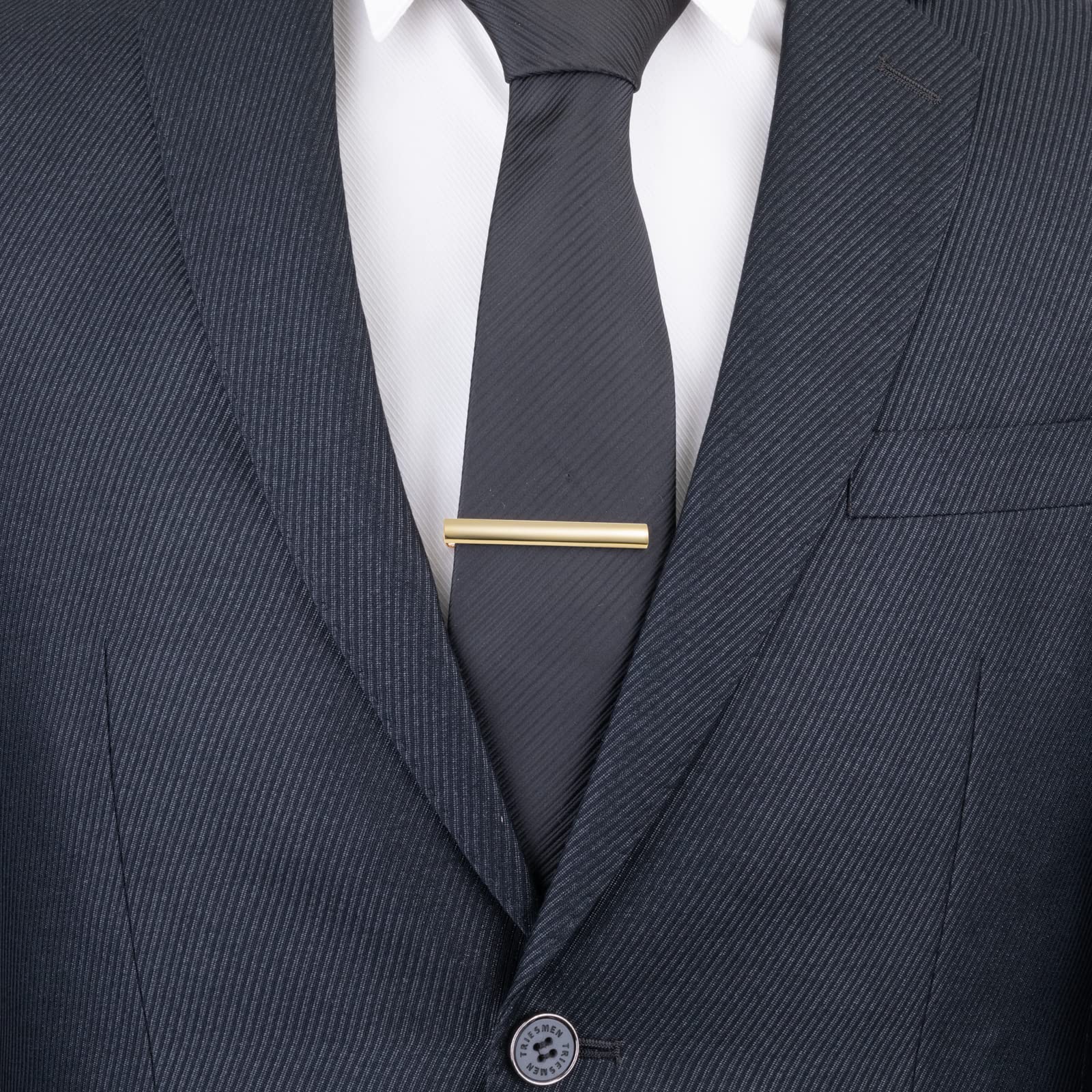 GWD Mens Tie Bar Clip 2.1 Inch, Silver-tone, Black, Gray (H style)