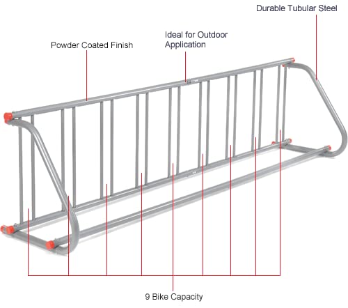 Global Industrial 111" L All-Steel Grid Rack, 9 Bikes, Powder Coated Steel