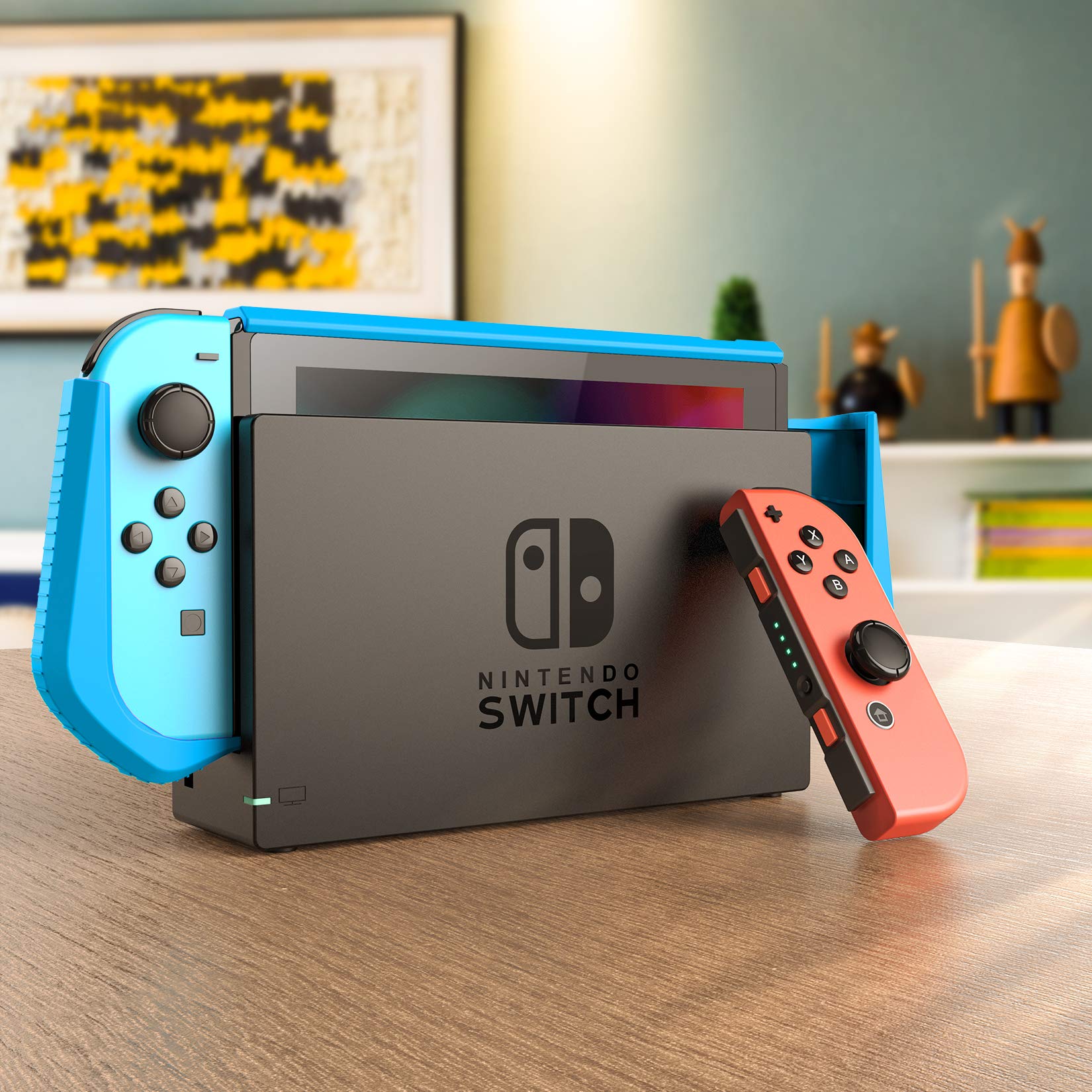 HEYSTOP Case Compatible with Nintendo Switch Case Screen Protector,TPU Protective Heavy Duty Cover Case for Nintendo Switch with Shock Absorption Transparent Blue