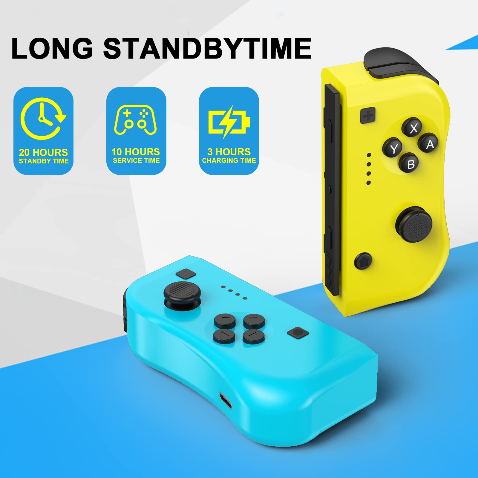 JAMSWALL Joy Con Controller Compatible for Switch, Wireless Controllers Compatible for Switch Lite, Replacement Compatible for Switch Joy Pad, Motion Control, Yellow and Blue with Grip, Blue&Yellow