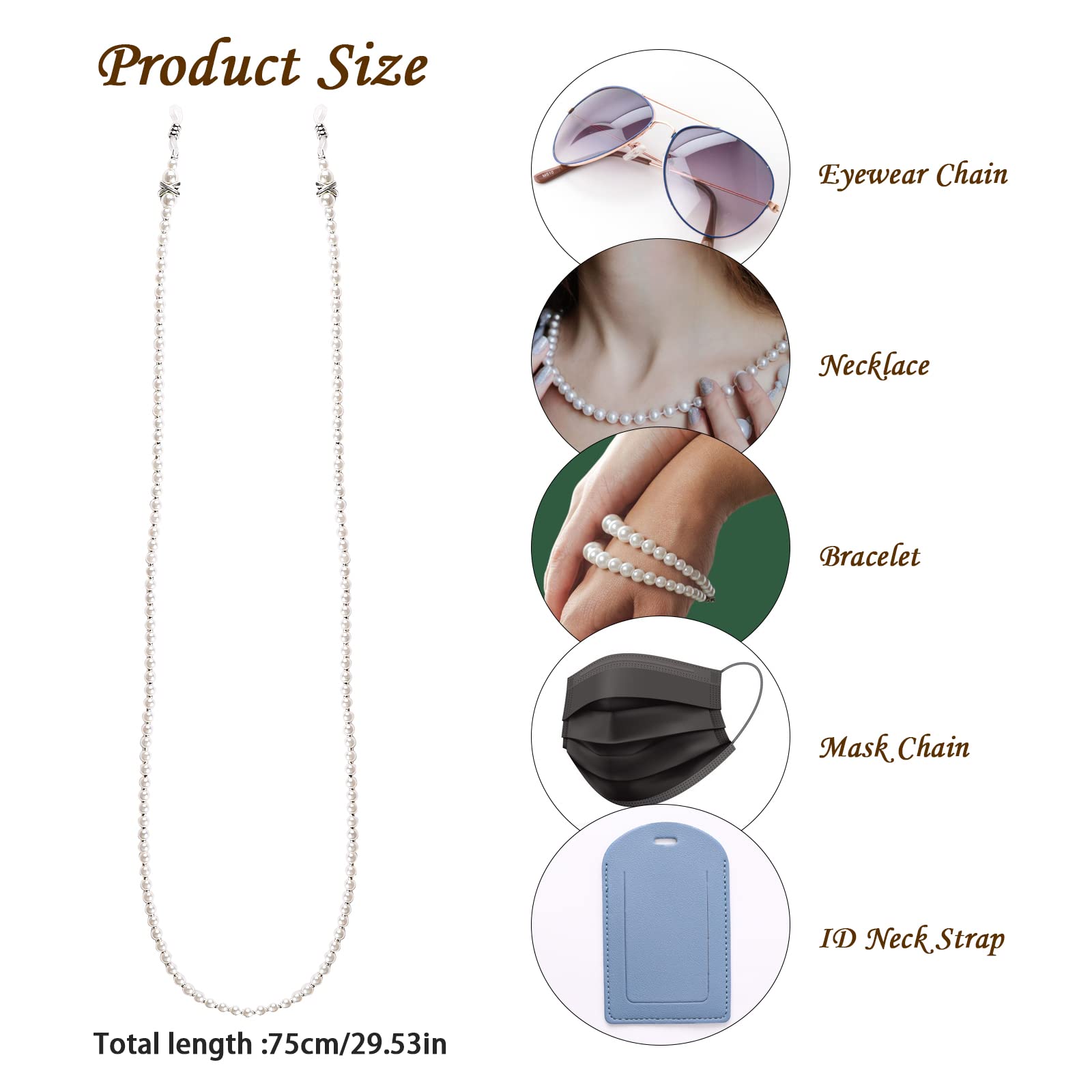 Glasses Chain, Pearl Eyeglass Chain, Beaded Eyeglass Chain Sunglasses Holder Strap, Eye Glass Holders Necklaces, Pearl Masks Chian for Women