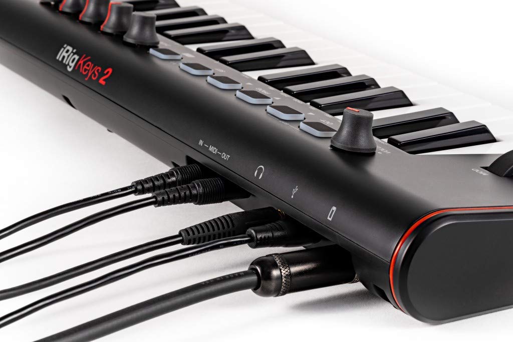 IK Multimedia iRig Keys 2 portable keyboard MIDI controller with 37 velocity-sensitive synth-action mini keys and headphone output, for iPhone, iPad, Mac, PC, Android