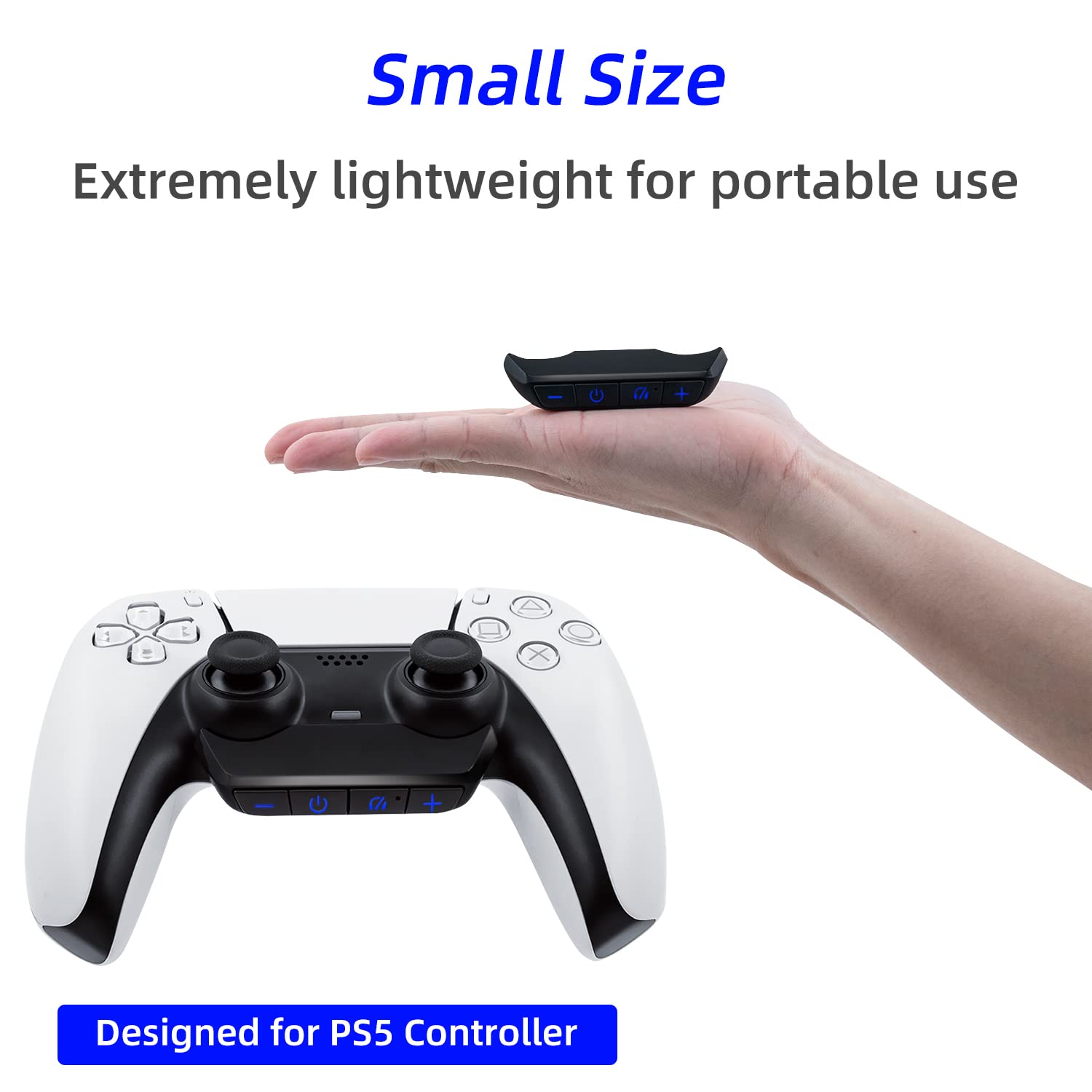 Mcbazel Audio Adapter for PS5 Controller, BT 5.1 Wireless Audio Transmitter with Low Latency, Volume Control, Mute Function and LED Indicator for PS5 Controller - Black