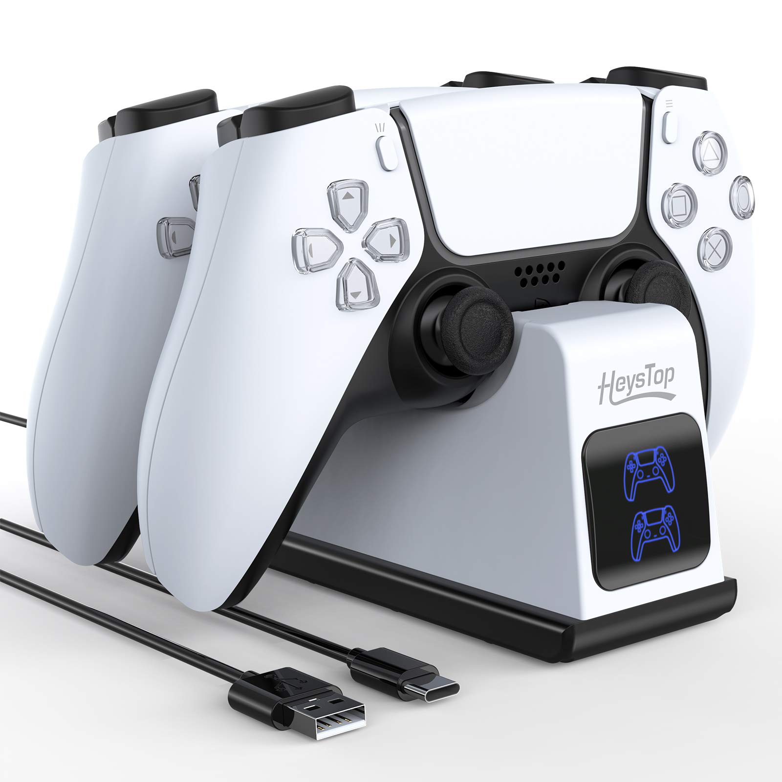 HEYSTOP PS5 Controller Charger Station, DualSense PS5 Charging Station with LED Indicator, PS5 Fast Charging Dock Compatible with Sony Playstation 5 Controller