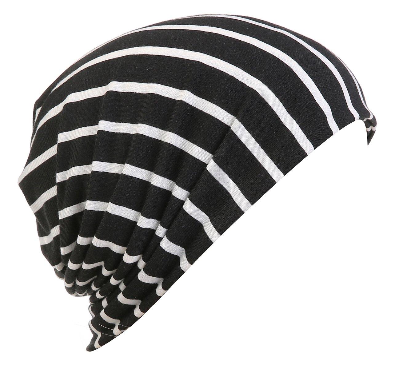 HONENNA Printed Headband Soft Stretch Baggy Sleep Beanie Cap for Women Black Red