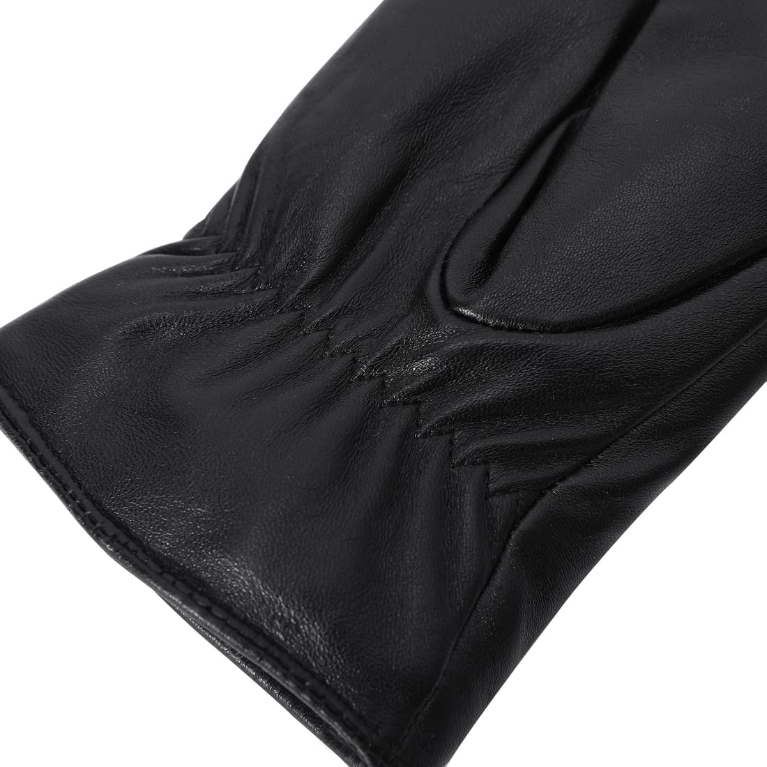 Harssidanzar Womans Leather Gloves,Winter Warm Fleece Lining Touchscreen Texting Warm Driving Lambskin Leather Gloves GL018,Black, Size M