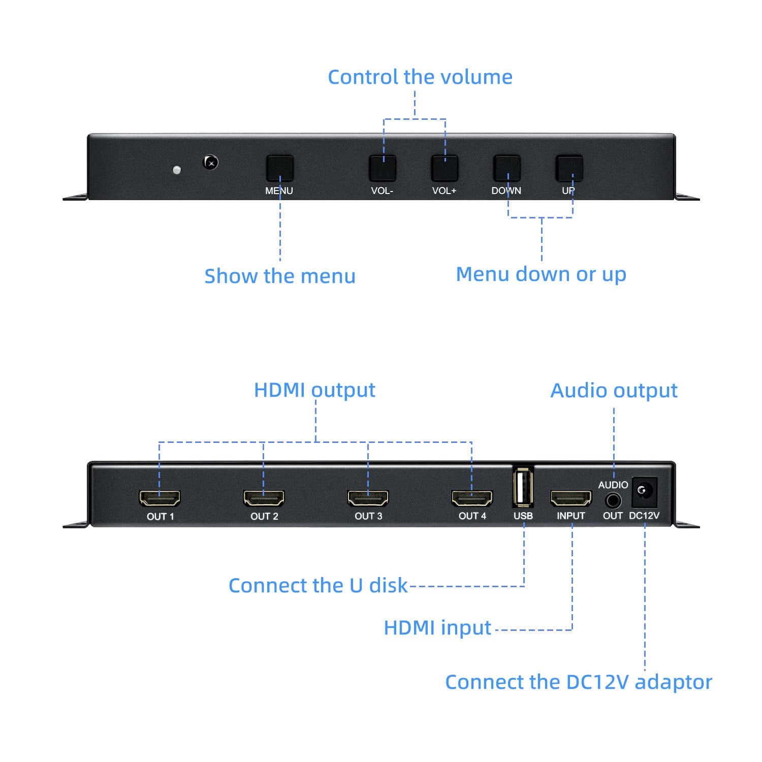 Mcbazel HDMI Video Wall Controller 2x2, HDMI Video Image Processor 1080P@60HZ Screen Splicing Support 8 Display Modes - 4x1, 3x1, 2x1, 2x2, 1x4, 1x3, 1x2, 1x1